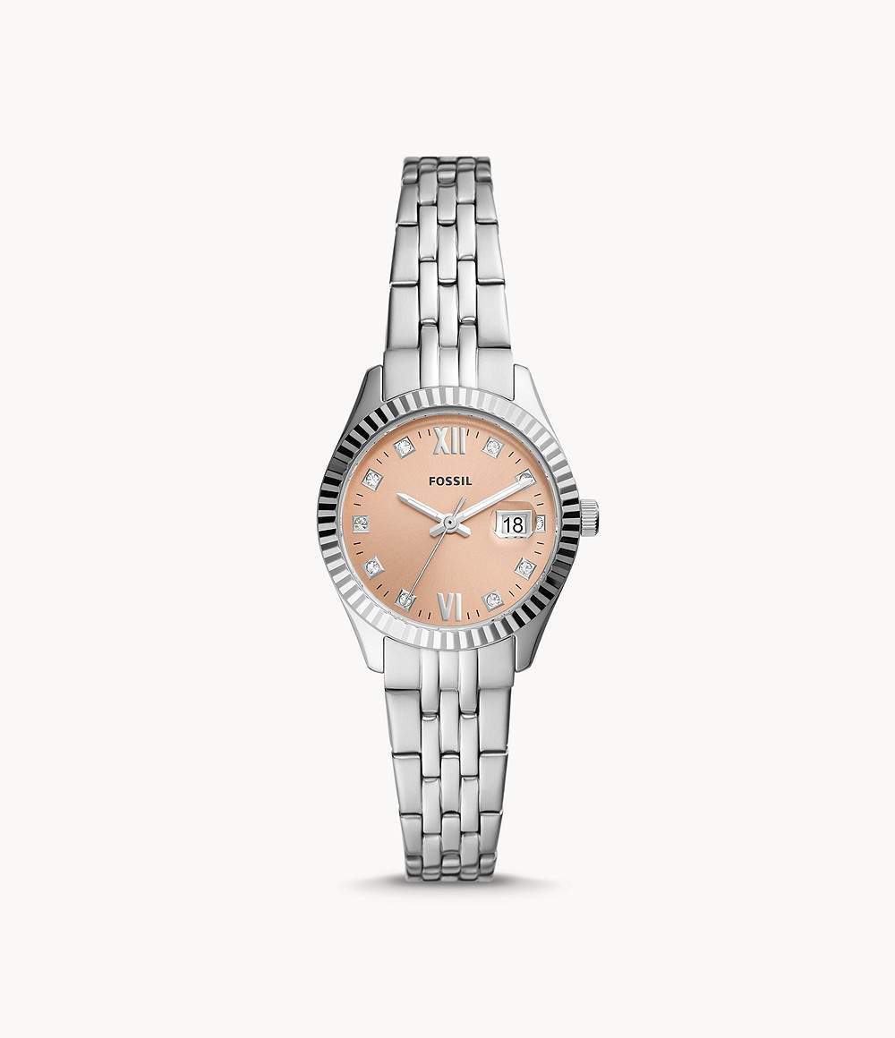 Fossil Damen Uhr Scarlette Micro 3-Zeiger-Werk Datum Edelstahl ...